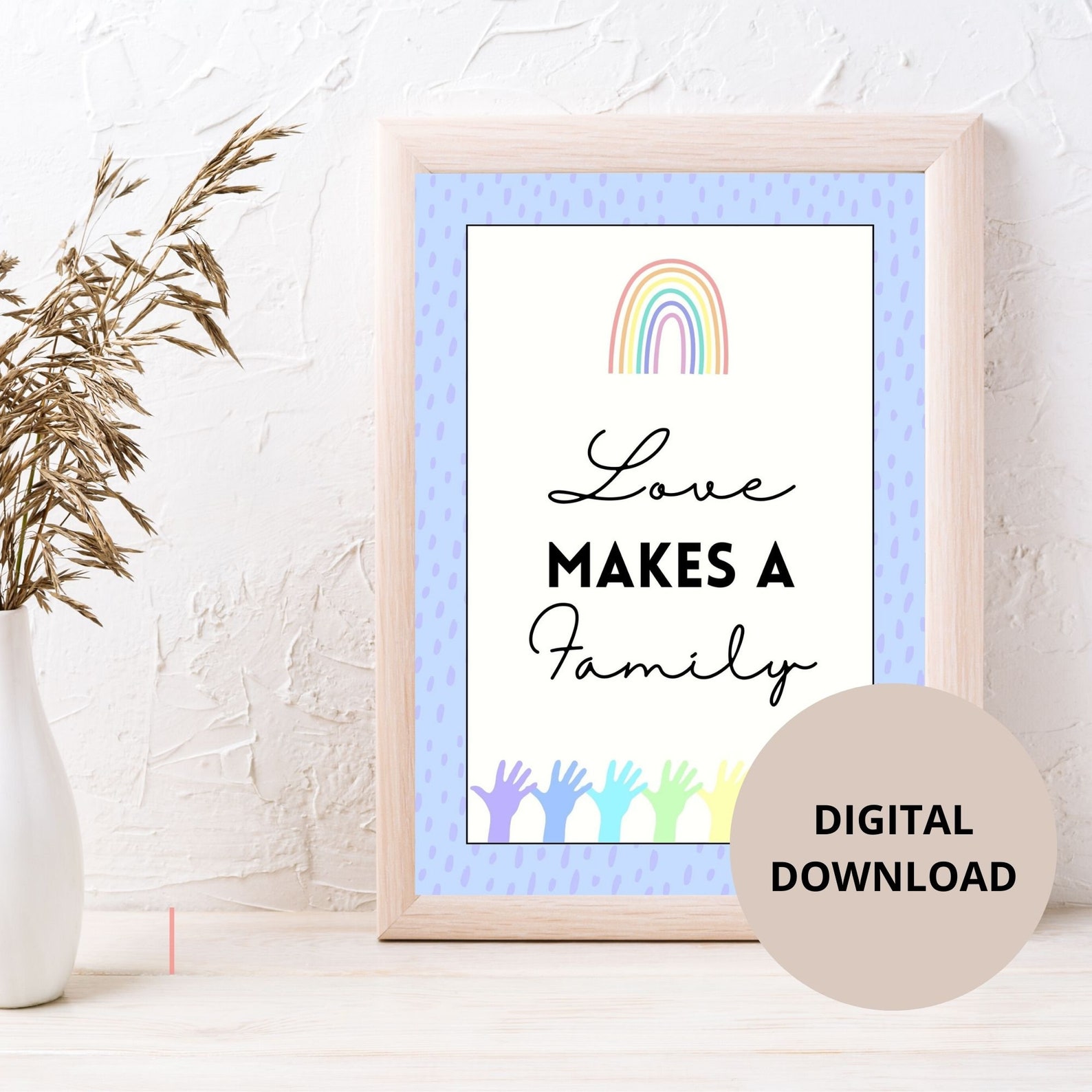 Love Makes a Family | Rainbow | Adoption Print | Adoption Gift ...