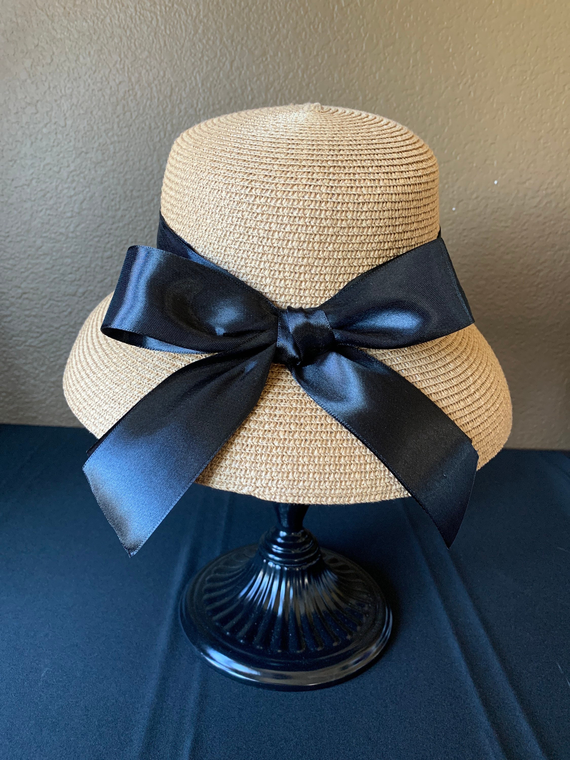 Crete-elegant Bell Shaped Hat, Medium Brim Lampshade Hat, Retro Straw ...