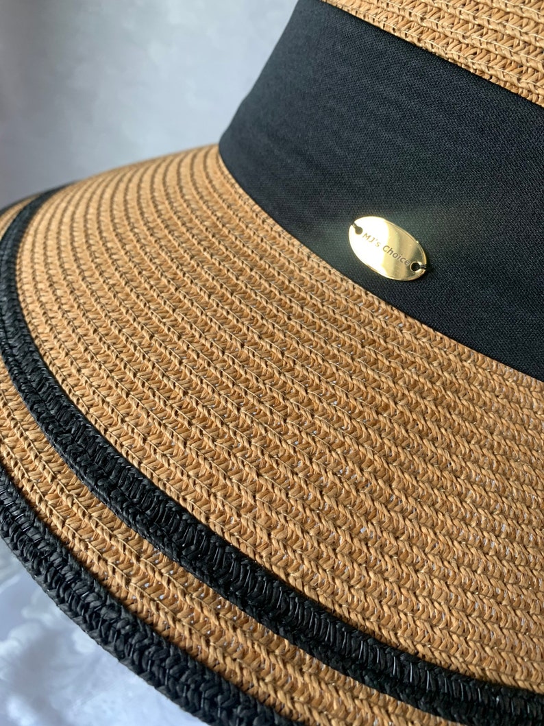 Black Trimmed Hat, Elegant Bell Shaped Hat, Wide Brim Lampshade Hat ...