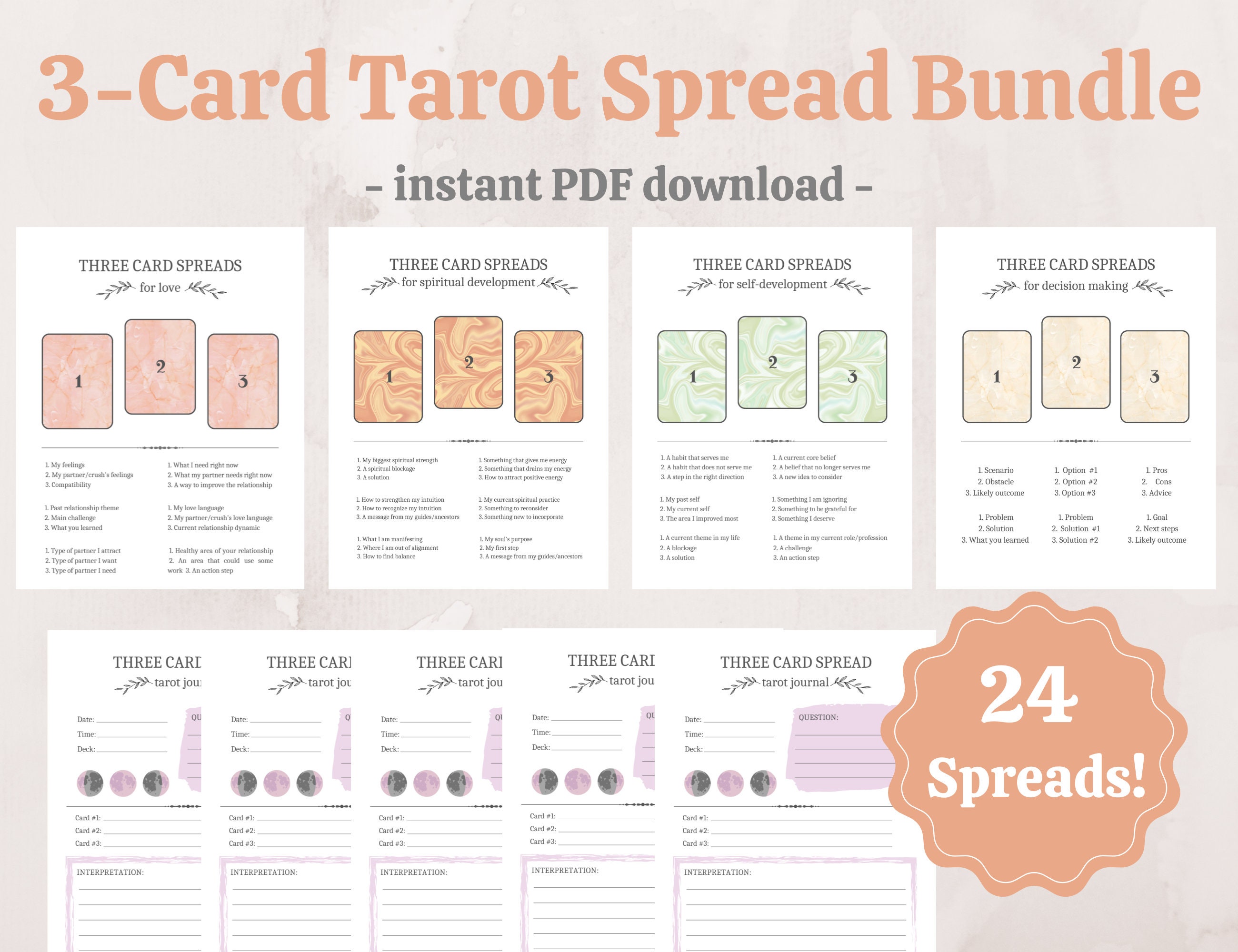 Tarot Spread Printableprintable Tarot Journaltarot Spread - Etsy