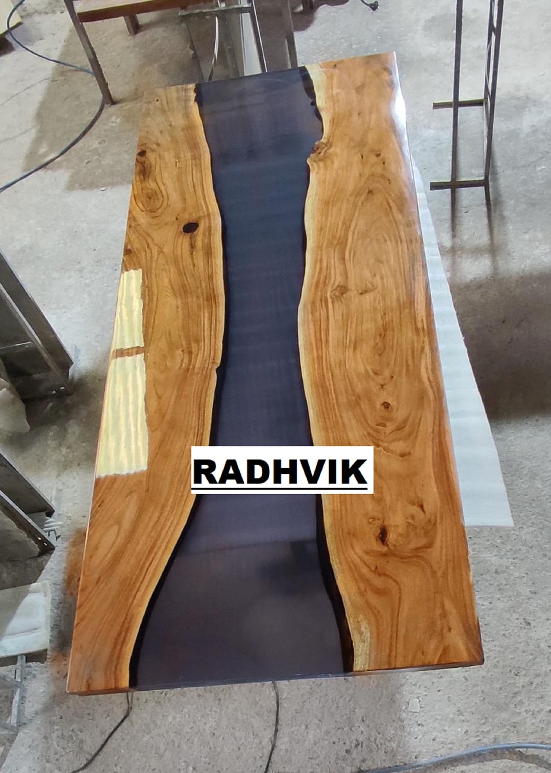 Black Epoxy Table, Tint River Table, Resin River Table, Wood Resin ...