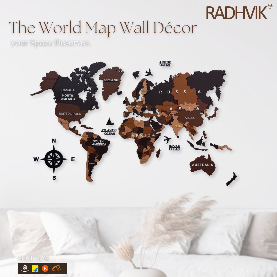 3D Wooden World Map, Wall Decor, World Map Wall Art, World Map Decor ...