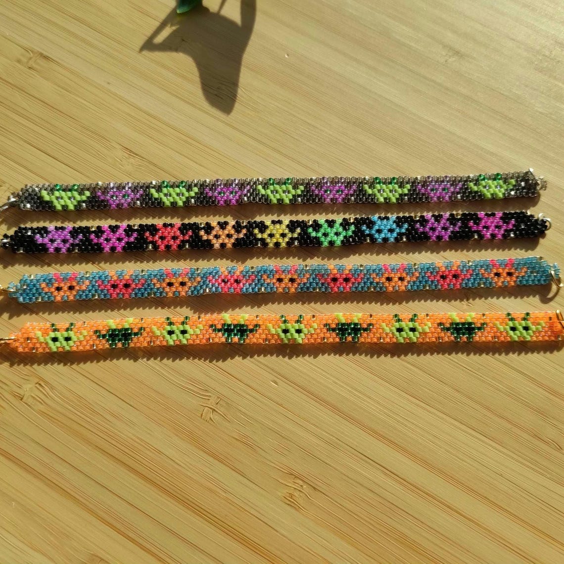 Colorful Neon Handbeaded Bracelet, Aliens, Pixel Art, Neon Rainbow ...