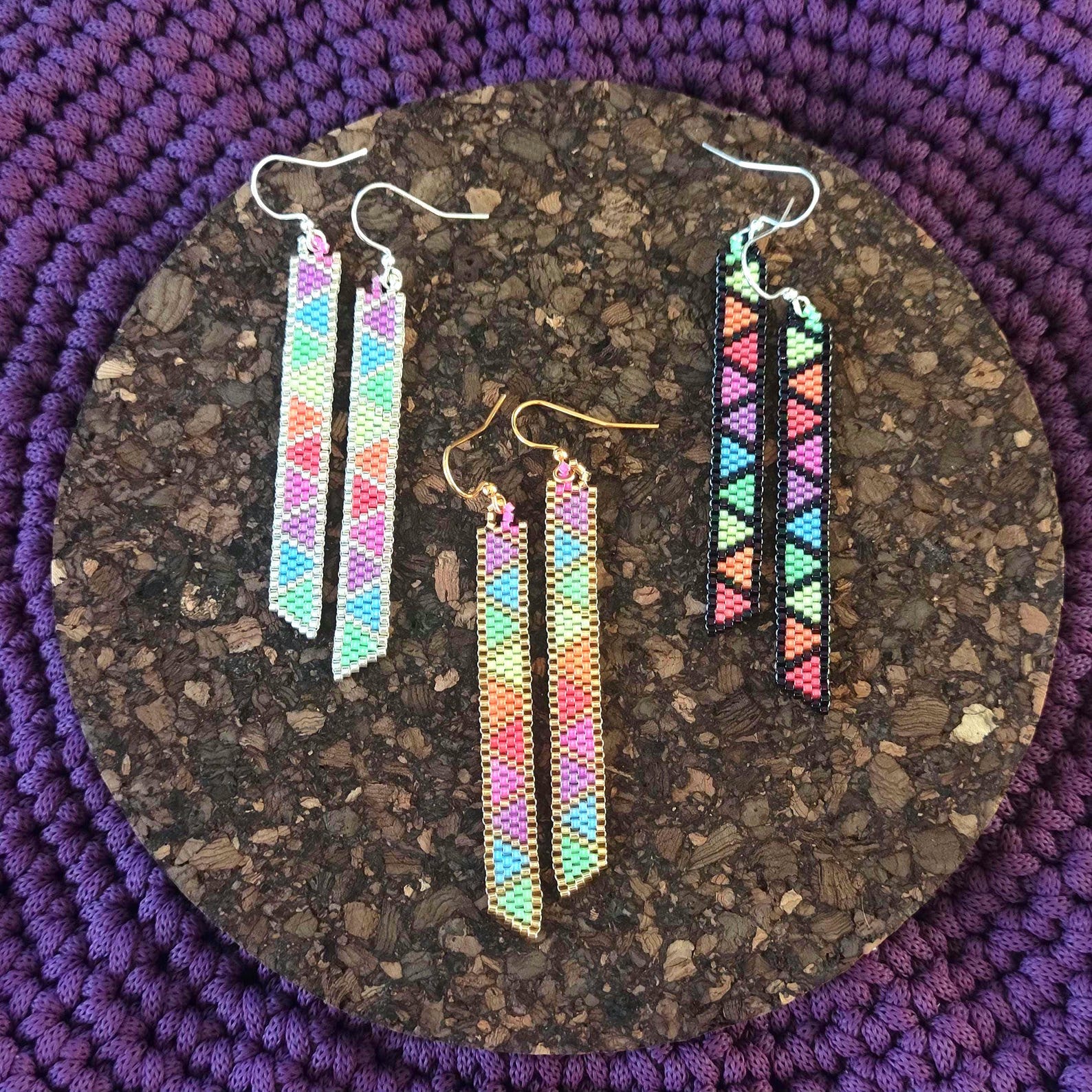 Neon Rainbow Dangle Earrings: UV Reactive Geometric Rave Jewelry - Etsy
