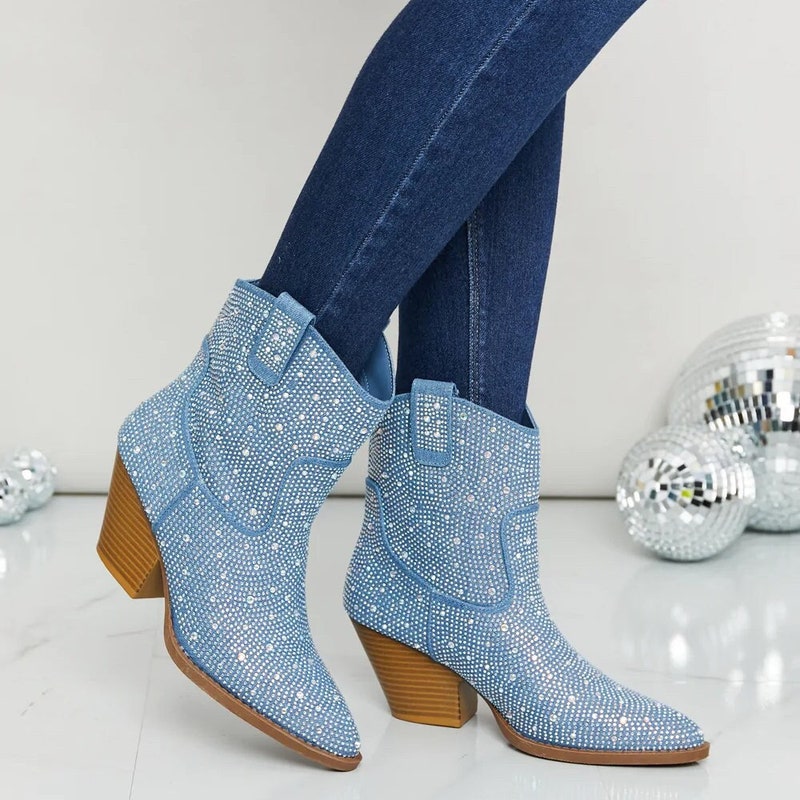 Rhinestone Boots - Etsy