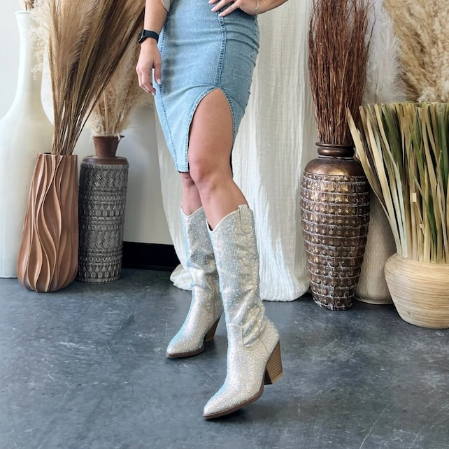 Tall Rhinestone Boots - Etsy