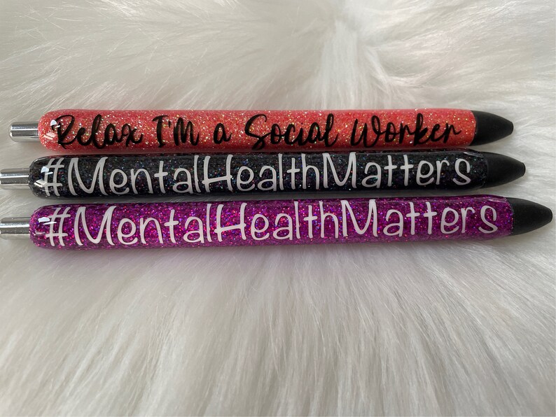 Glitter Refillable Pens. Social Work Mental Health. - Etsy