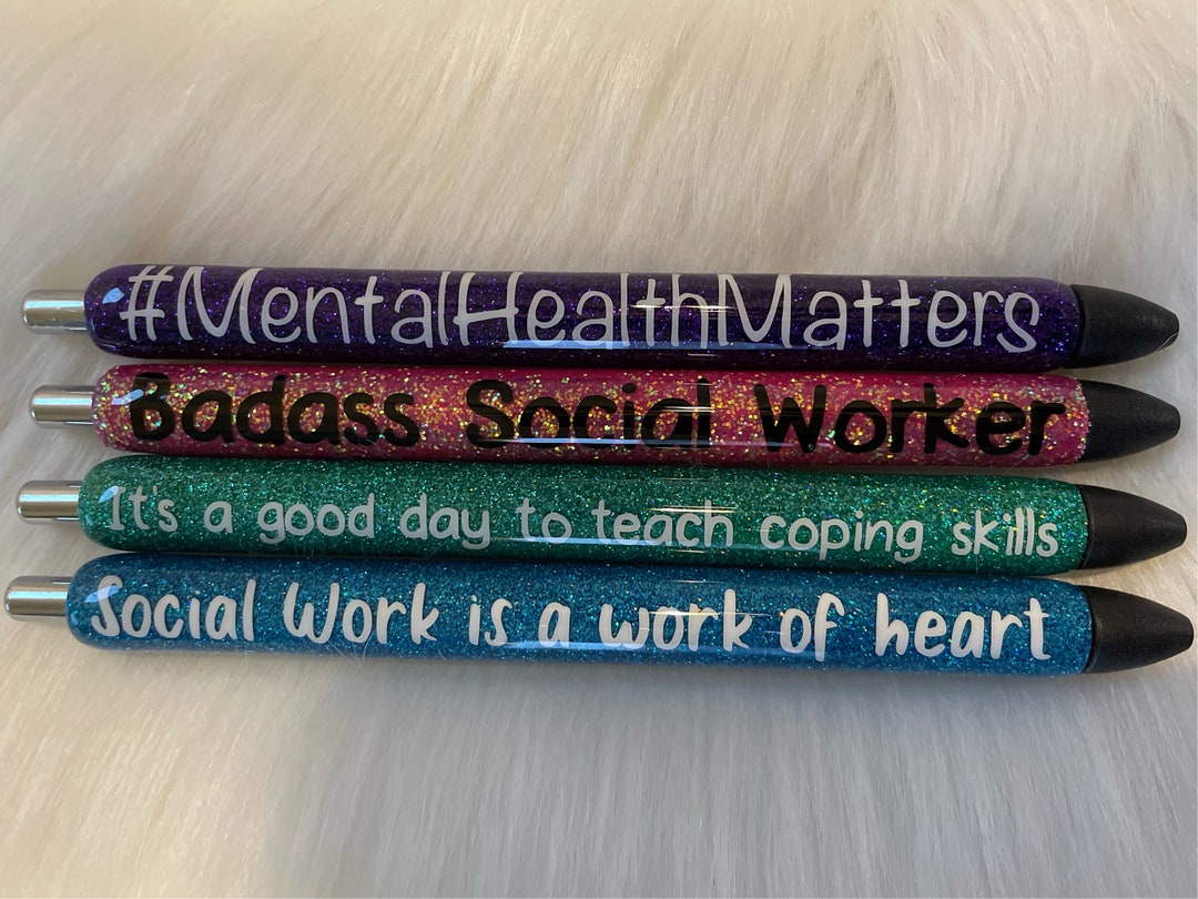 Glitter Refillable Pens. Social Work, Mental Health. - Etsy