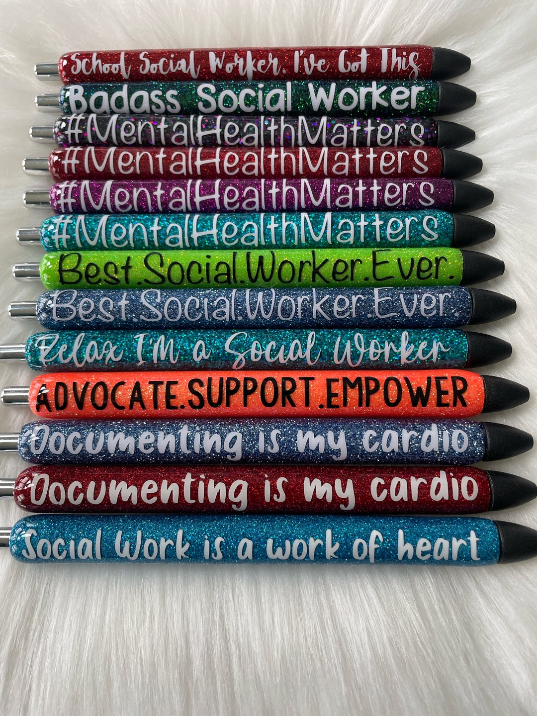 Glitter Refillable Pens. Social Work, Mental Health. - Etsy