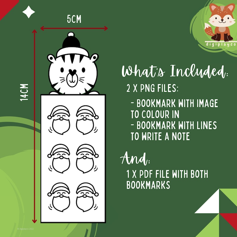 Happy Holidays Colour in Printable Santa Bookmark, Download Color in ...