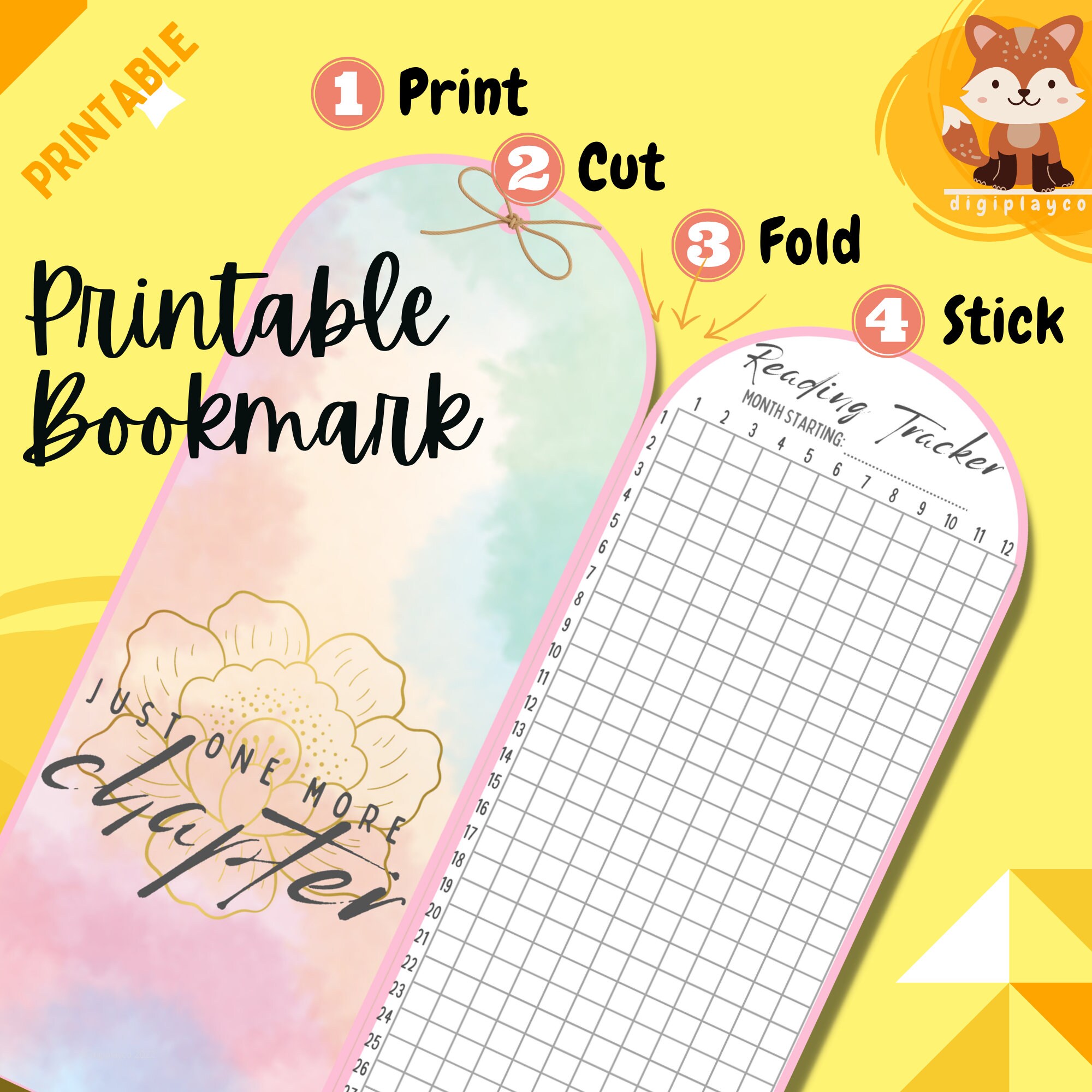 Printable Bookmark With Reading Tracker Log, Floral Handmade Bookmark ...