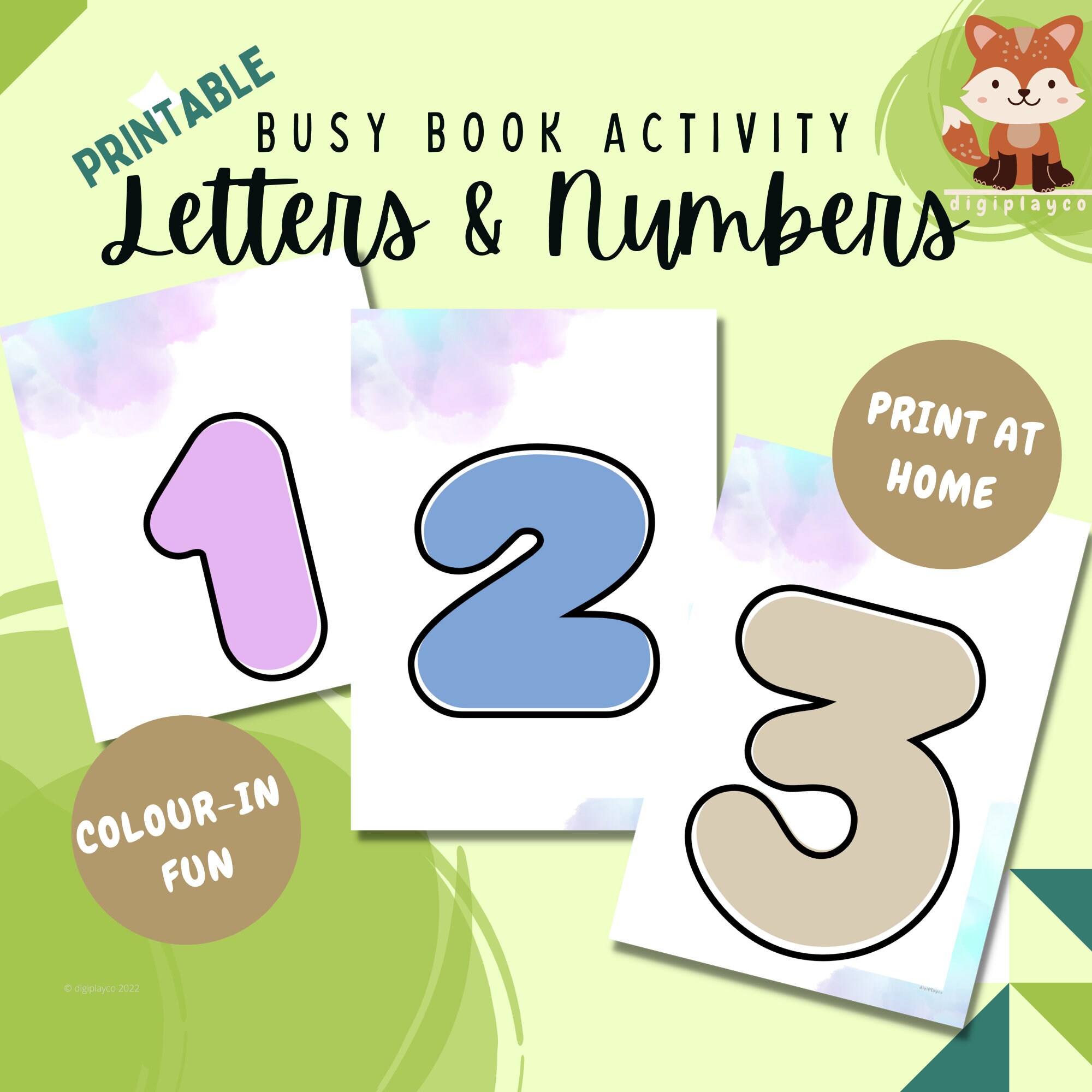 Learn Letters and Numbers Colouring Printable Quiet Book Busy Book ...