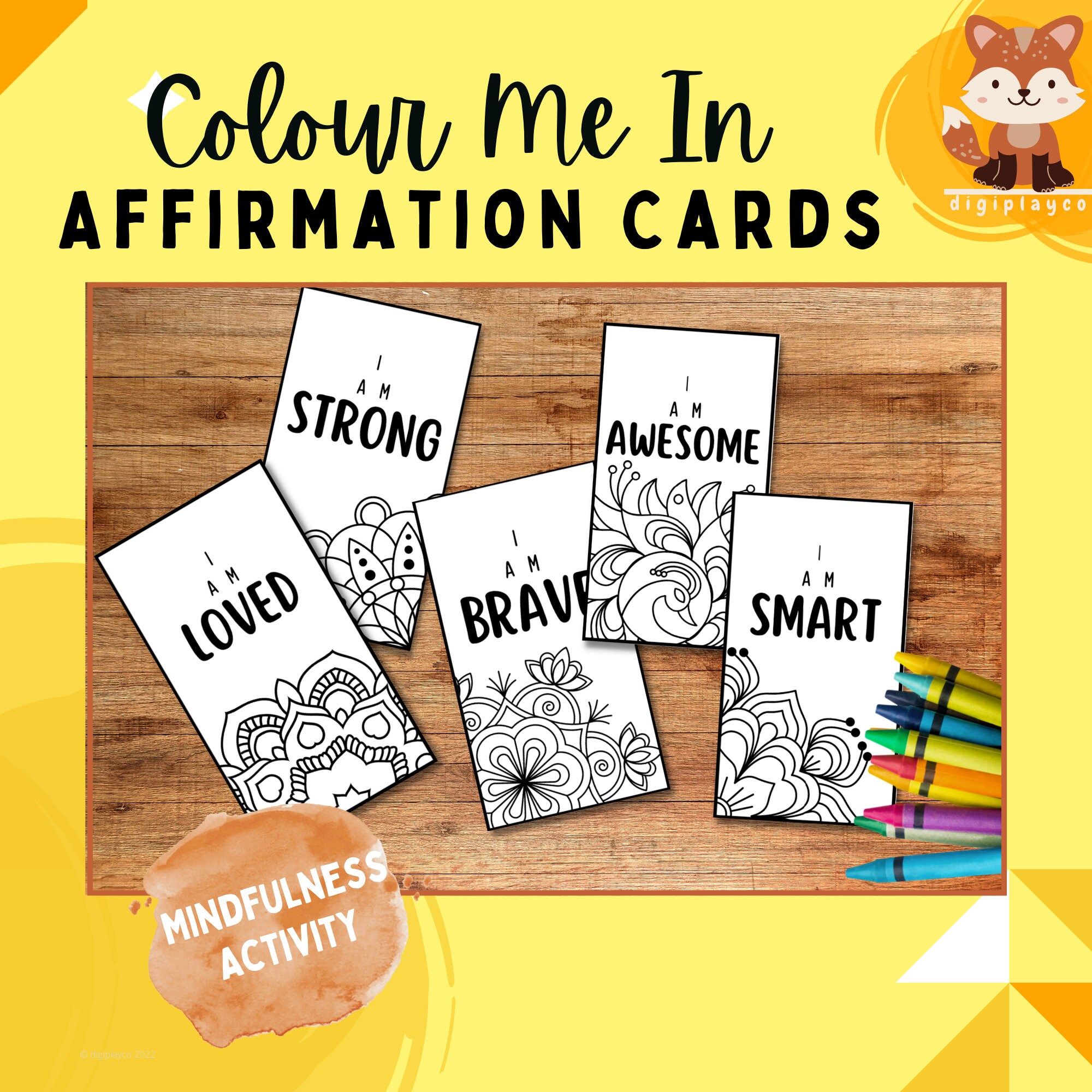 BUNDLE Colour in Printable Affirmation Cards, Mindfulness Activity ...