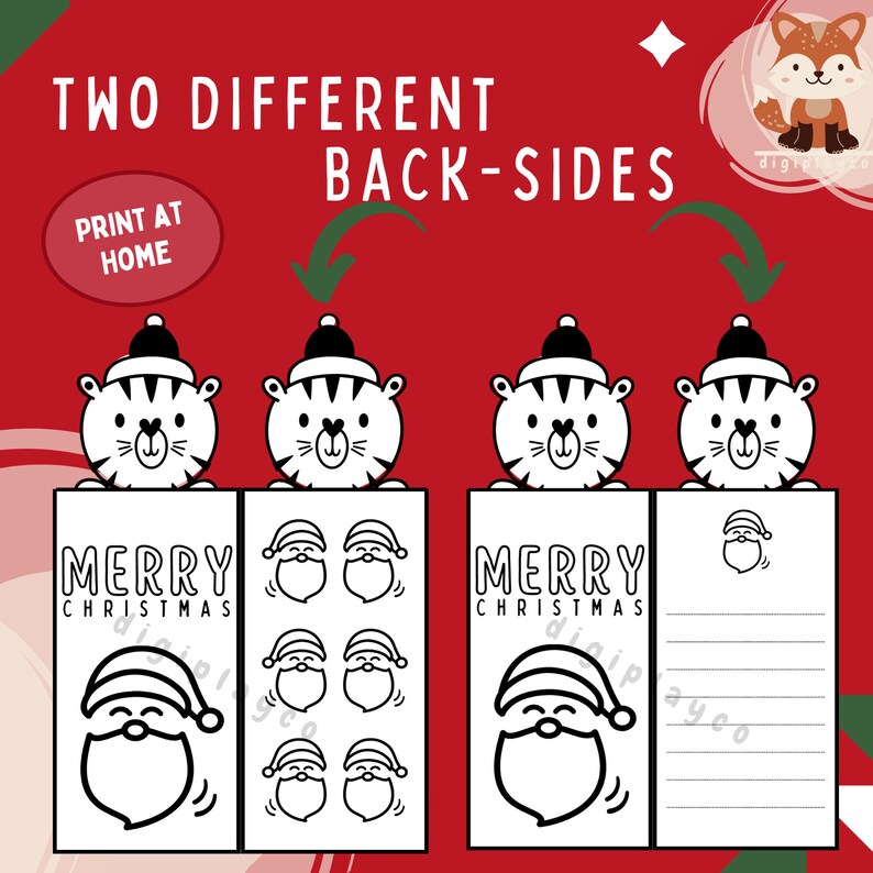 Merry Christmas Colour in Printable Santa Bookmark Download - Etsy