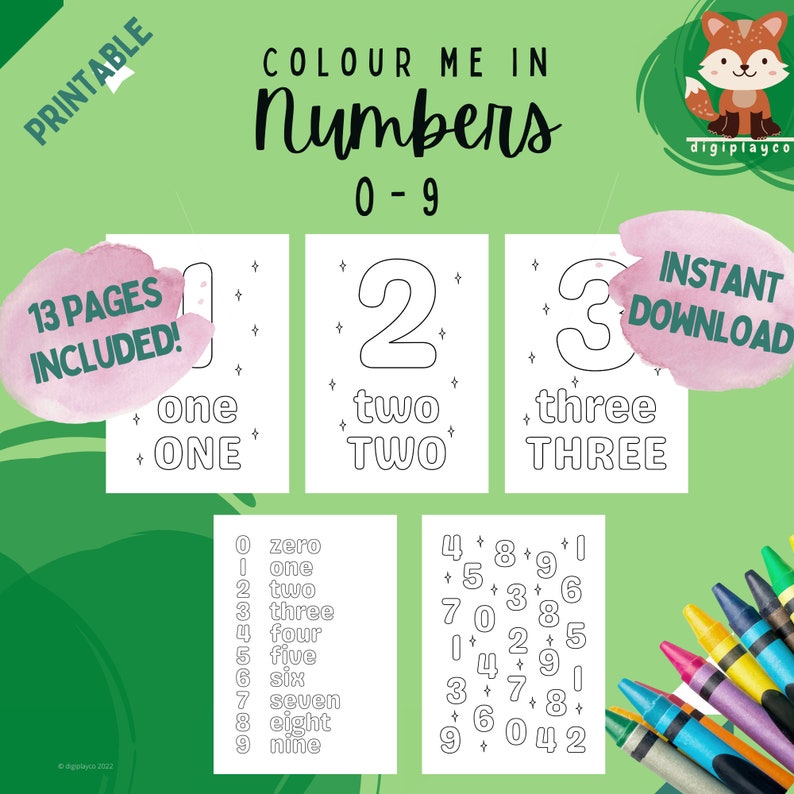 Numbers Colouring Printable Numbers 0-9 Quiet Book Busy - Etsy