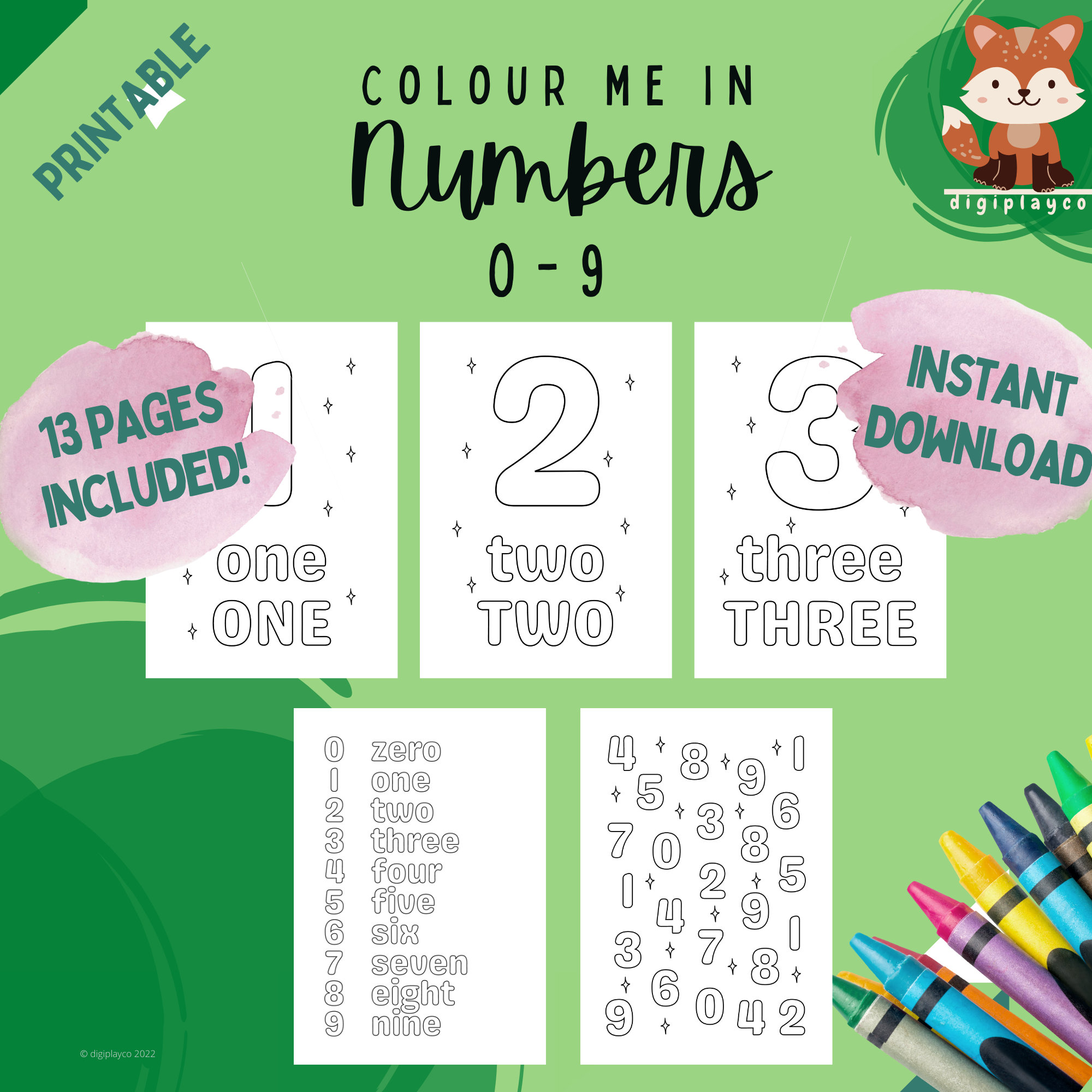 Numbers Colouring Printable Numbers 0-9 Quiet Book Busy - Etsy