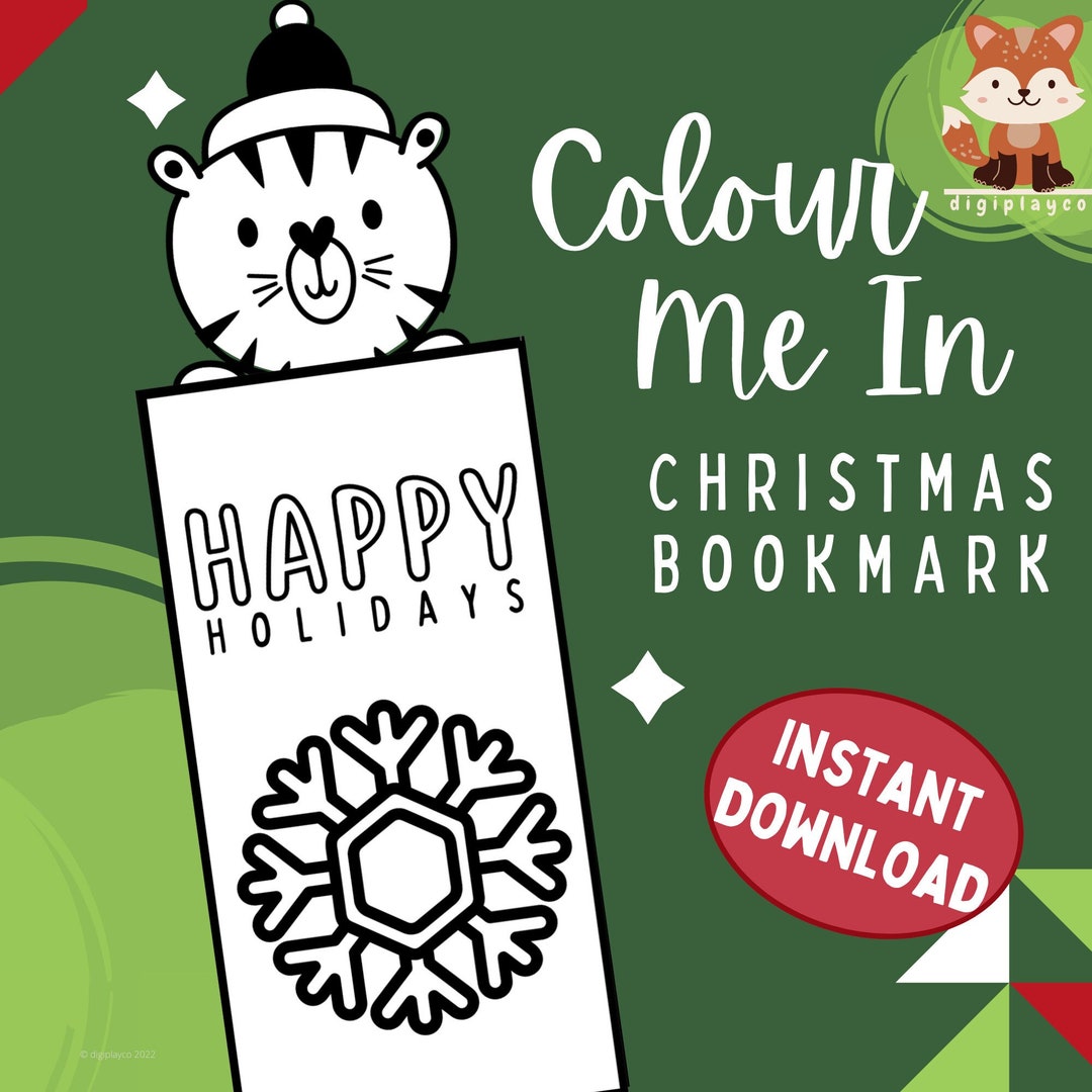 Happy Holidays Colour in Printable Snowflake Bookmark, Download Color ...