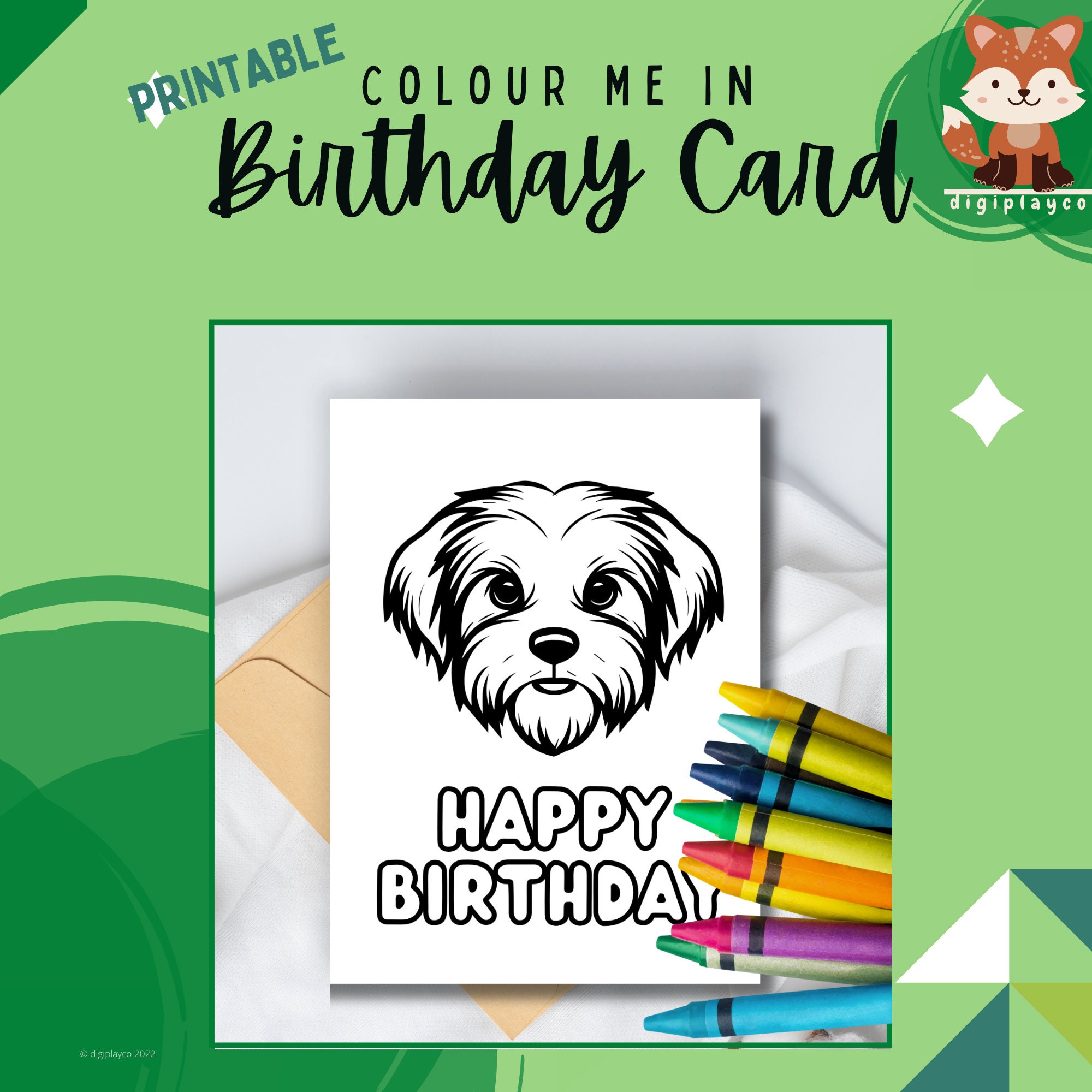 Birthday Card Printable Colour in for Kids | Instant Download ...