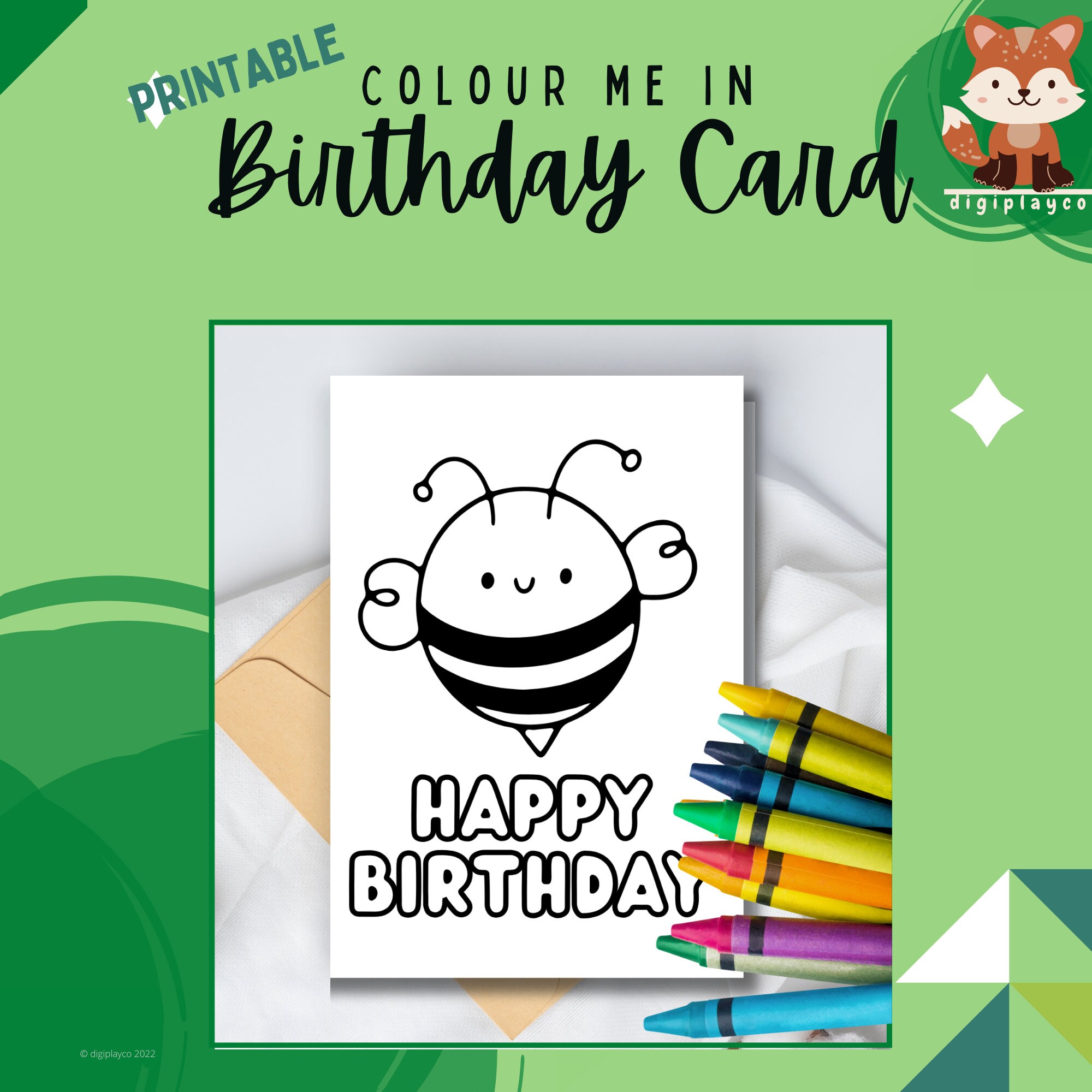 Birthday Card Printable Colour in for Kids | Buzzy Bee | Instant ...
