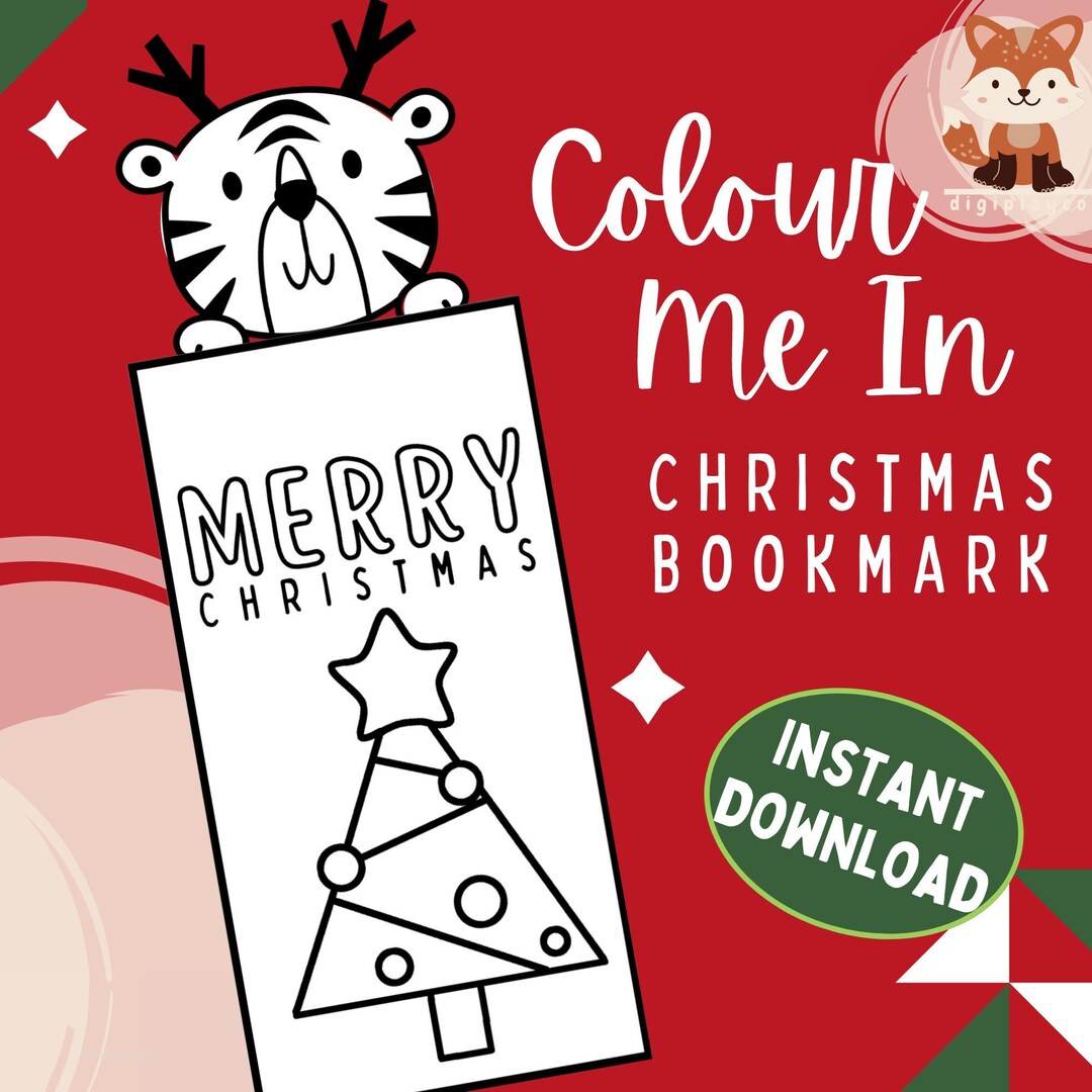 Merry Christmas Colour in Printable Xmas Tree Bookmark, Download Color ...