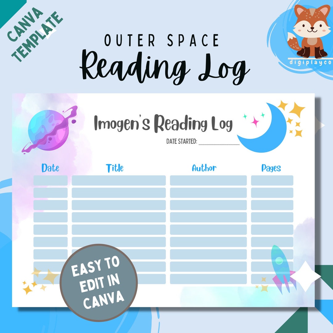 Children's Outer Space Galaxy Reading Log Template, Customisable ...