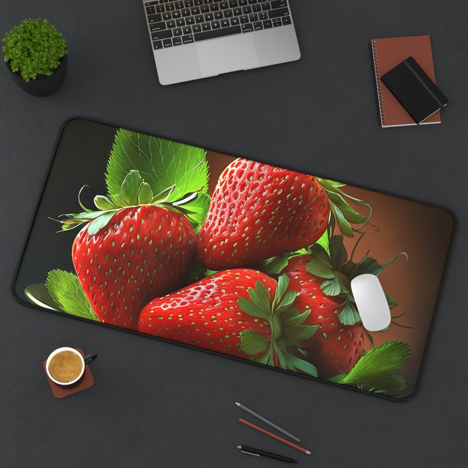 LARGE Strawberries Desk Mat, 3 Sizes Non Slip Desk Pad, Office Computer ...