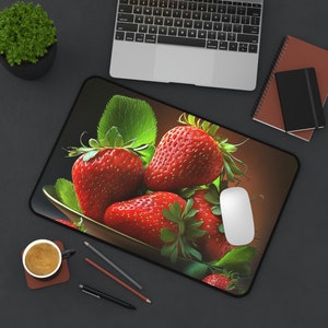 LARGE Strawberries Desk Mat, 3 Sizes Non Slip Desk Pad, Office Computer ...