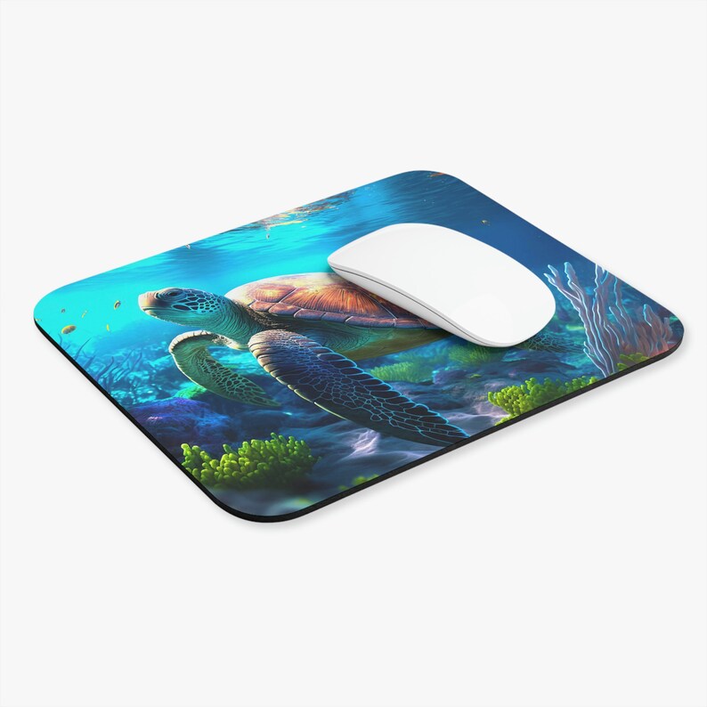 Sea Turtle Mouse Pad, 9"x8" Underwater Turtle Office Decor, Tech ...