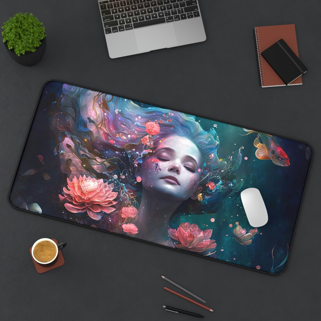 LARGE Mermaid Desk Mat, 3 Sizes Non Slip Desk Pad, Office Computer Tech ...