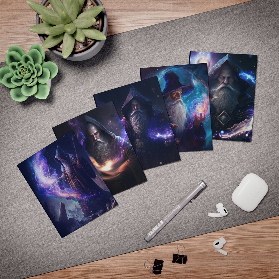 Wizard Sorcerer Greeting Cards (5-pack Gift Set), Wizard Fantasy Art ...
