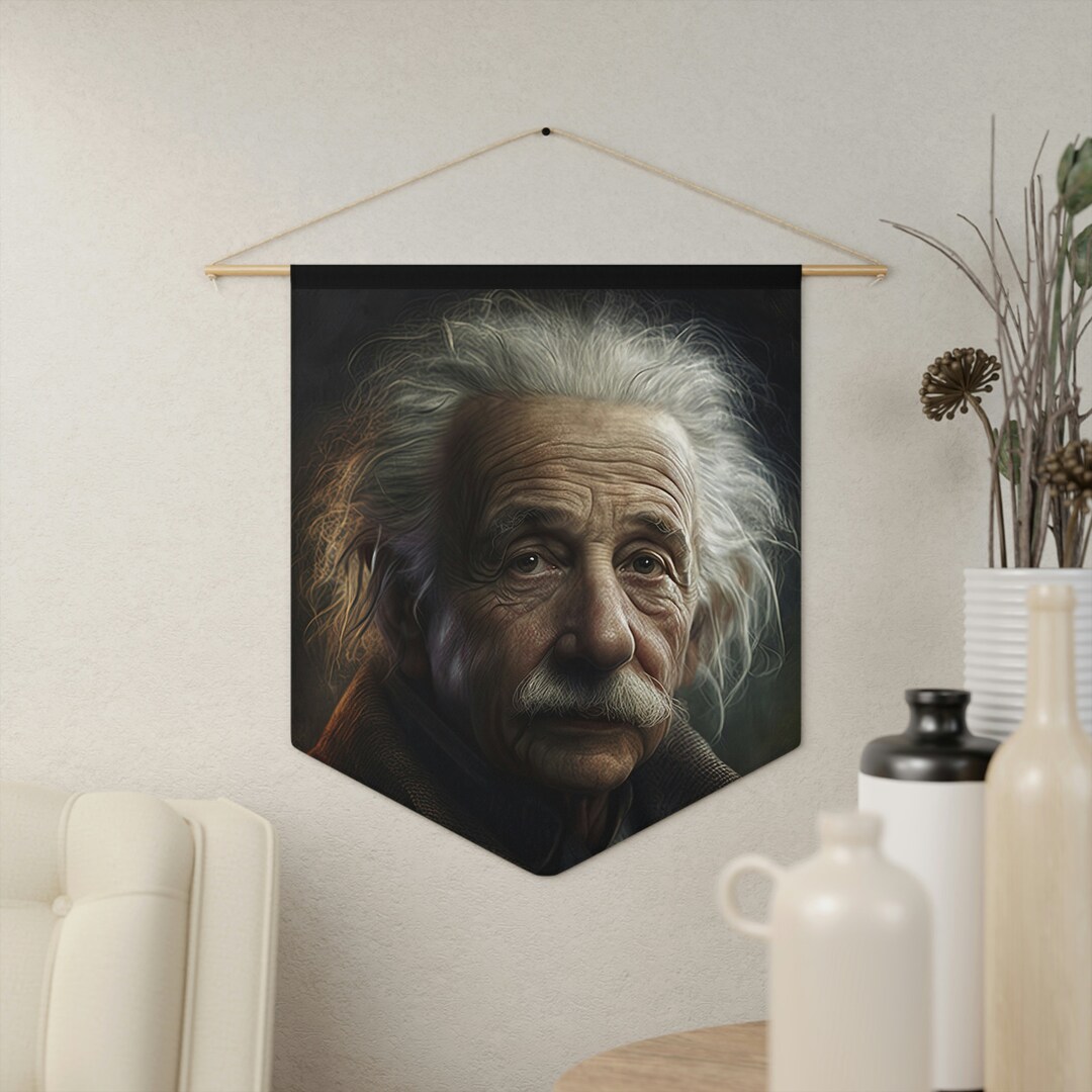 Albert Einstein Art Wall Hanging, Pennant Wall Hanging, 18x21 Inch Poly ...