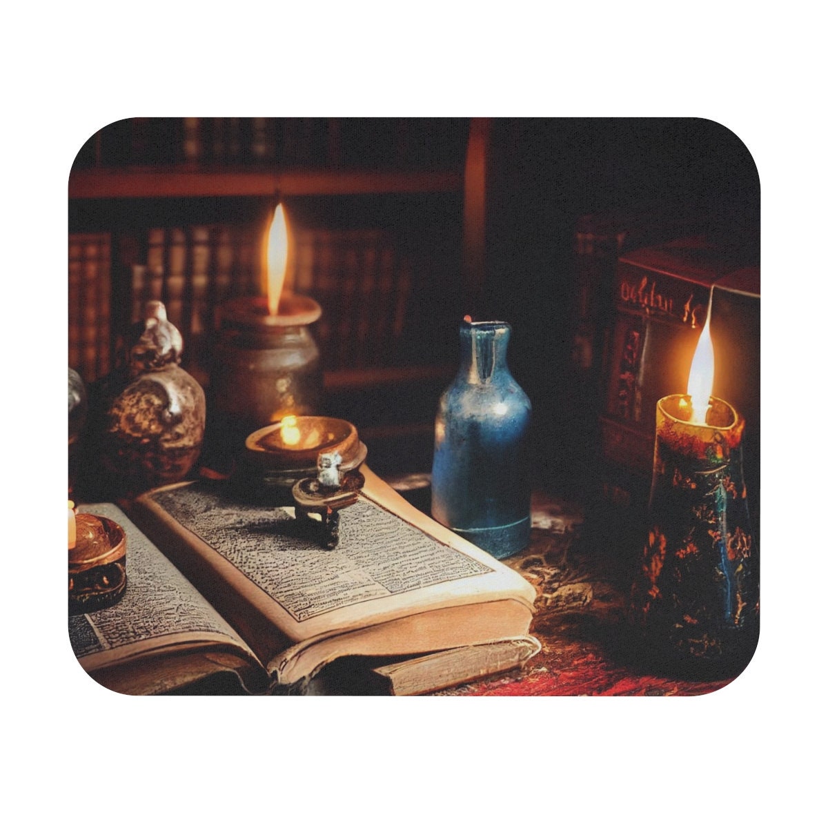 Witchy Dark Academia Mouse Pad, 9x8 Candles Books Mouse Pad, Tech ...