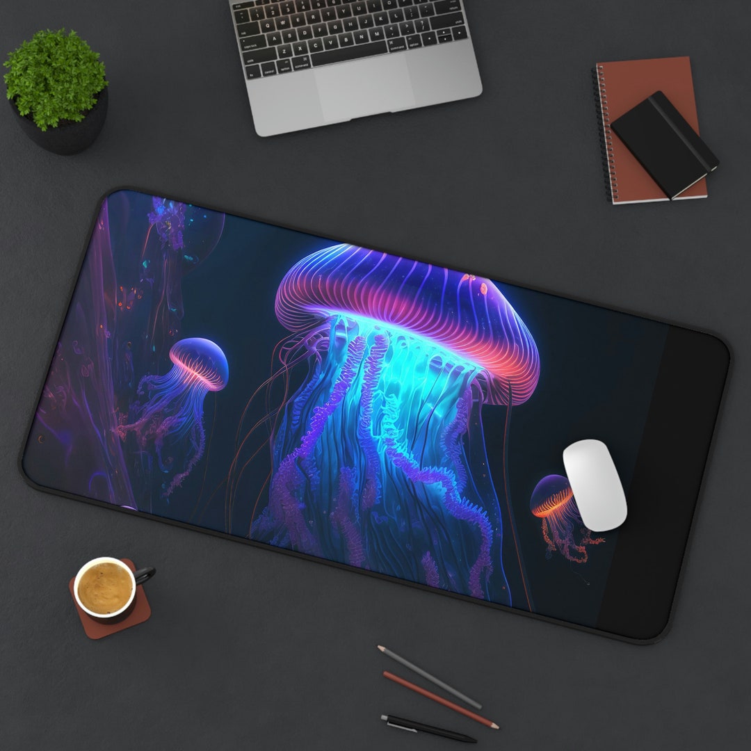LARGE Ocean Jellyfish Desk Mat, 3 Sizes Non Slip Desk Pad, Office ...