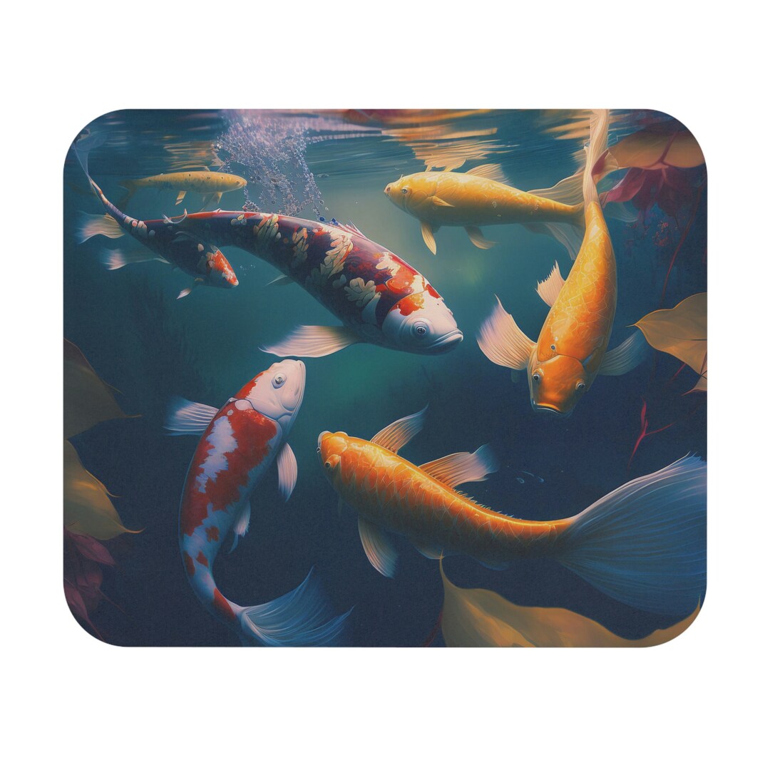 Japanese Koi Fish Mouse Pad, 9"x8" Koi Fish Office Decor, Tech Desk ...