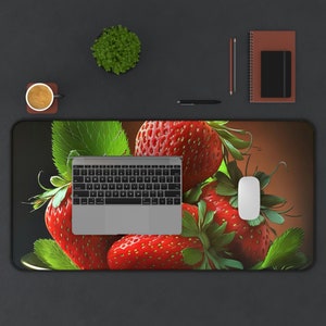 LARGE Strawberries Desk Mat, 3 Sizes Non Slip Desk Pad, Office Computer ...
