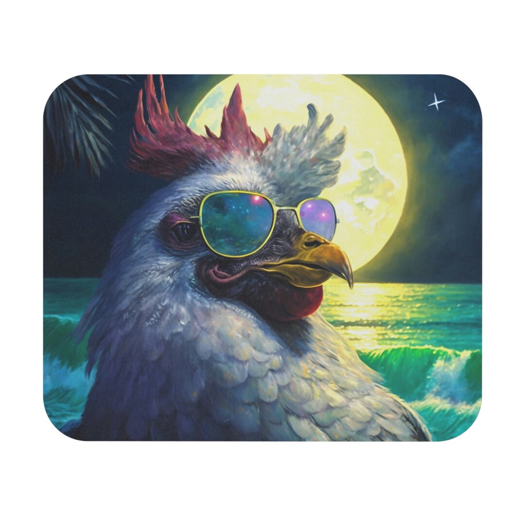 Full Moon Rooster Mouse Pad, 9"x8" Moon Rooster Mouse Pad, Tech ...