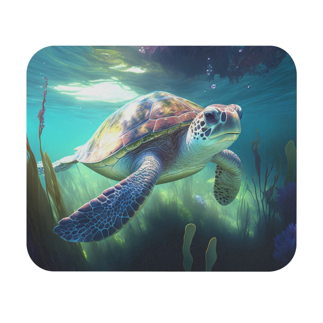Sea Turtle Mouse Pad, 9"x8" Underwater Turtle Office Decor, Tech ...