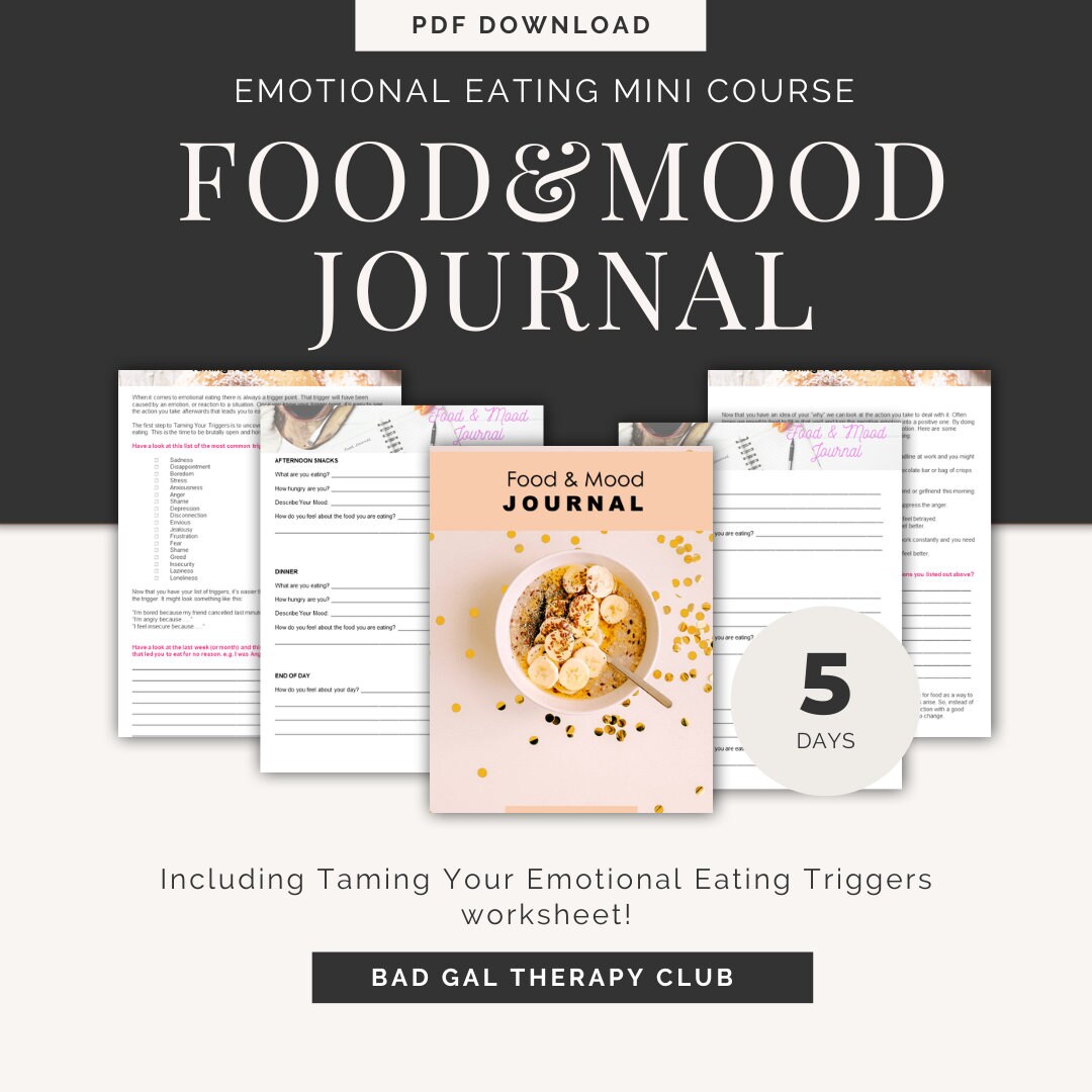 5-day Food and Mood Journal Digital Download Printable Emotional Eating ...