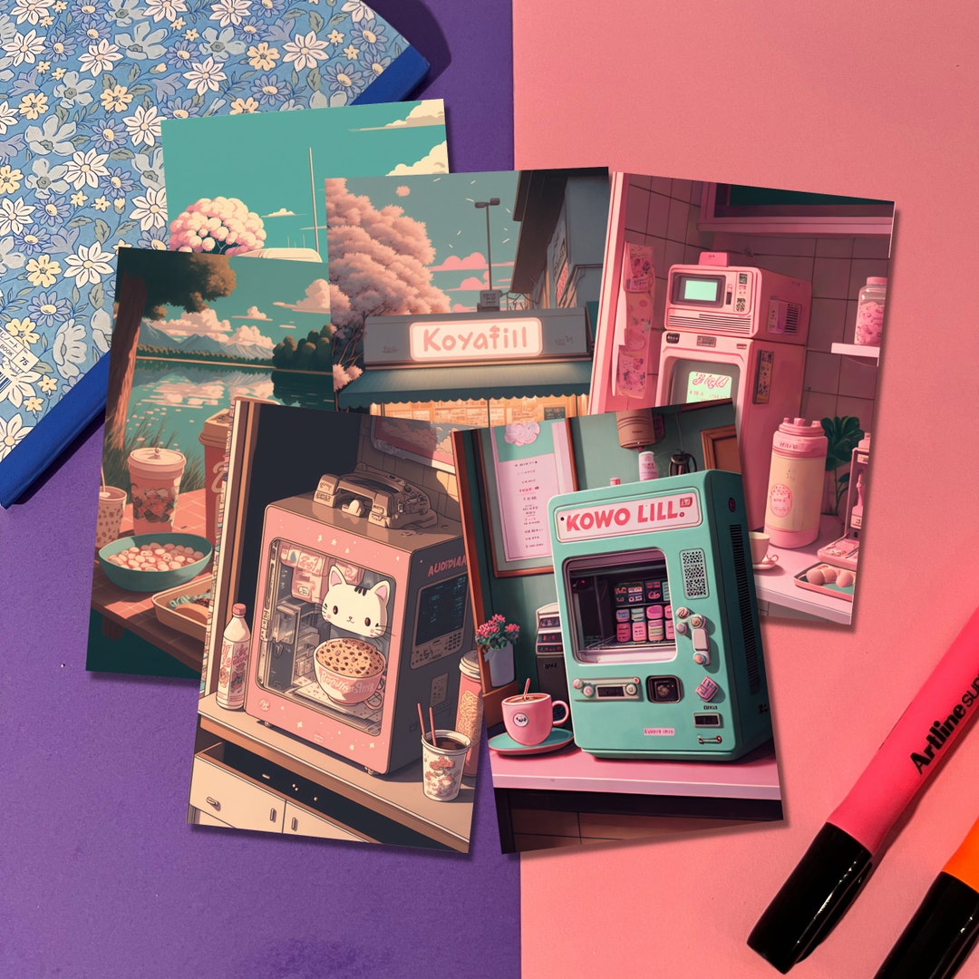 Kawaii Aesthetic Illustration Art Print Mini Poster | Lo-fi, Ko-fi Cute ...