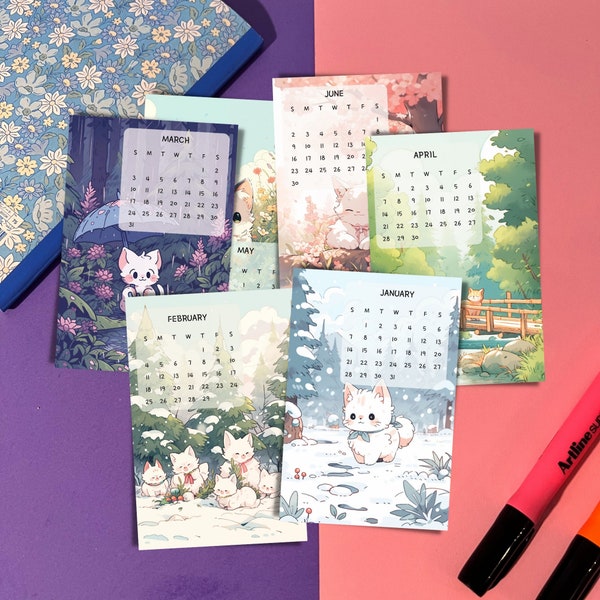 2024 Cat Calendar Desk - Etsy