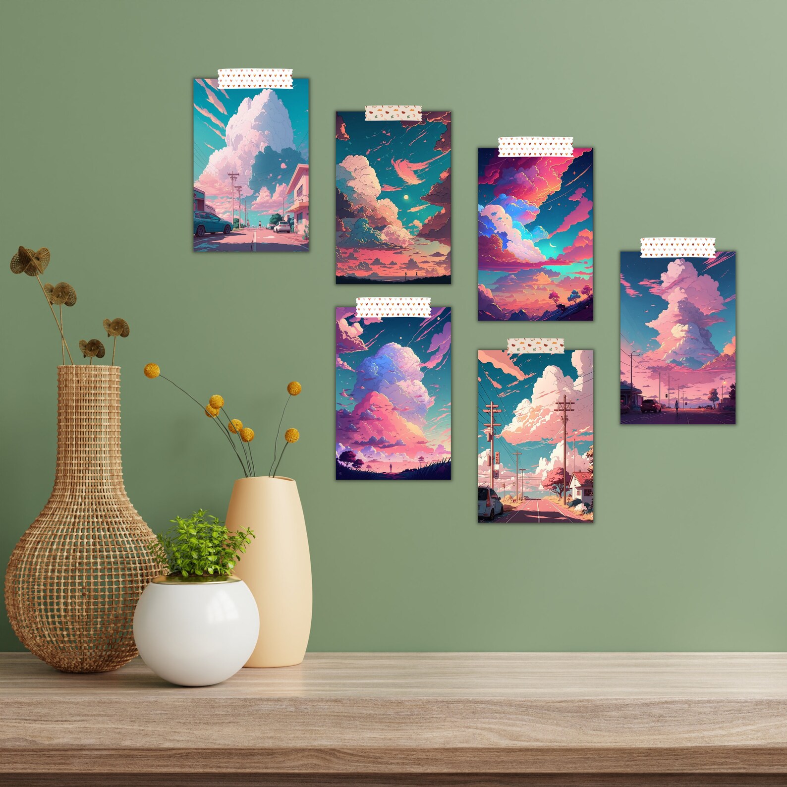 Vaporwave Lo-fi Sky in Kawaii Aesthetic Illustration Style - Etsy UK
