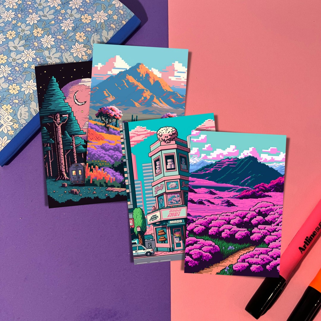 Vaporwave, Lo-fi Pixel Art in Kawaii Aesthetic Illustration Style Art ...