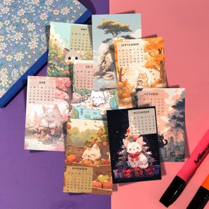 Kawaii Kitten Kitty Cat 2025 Calendar Cute Cat Calendar Poster Mini ...