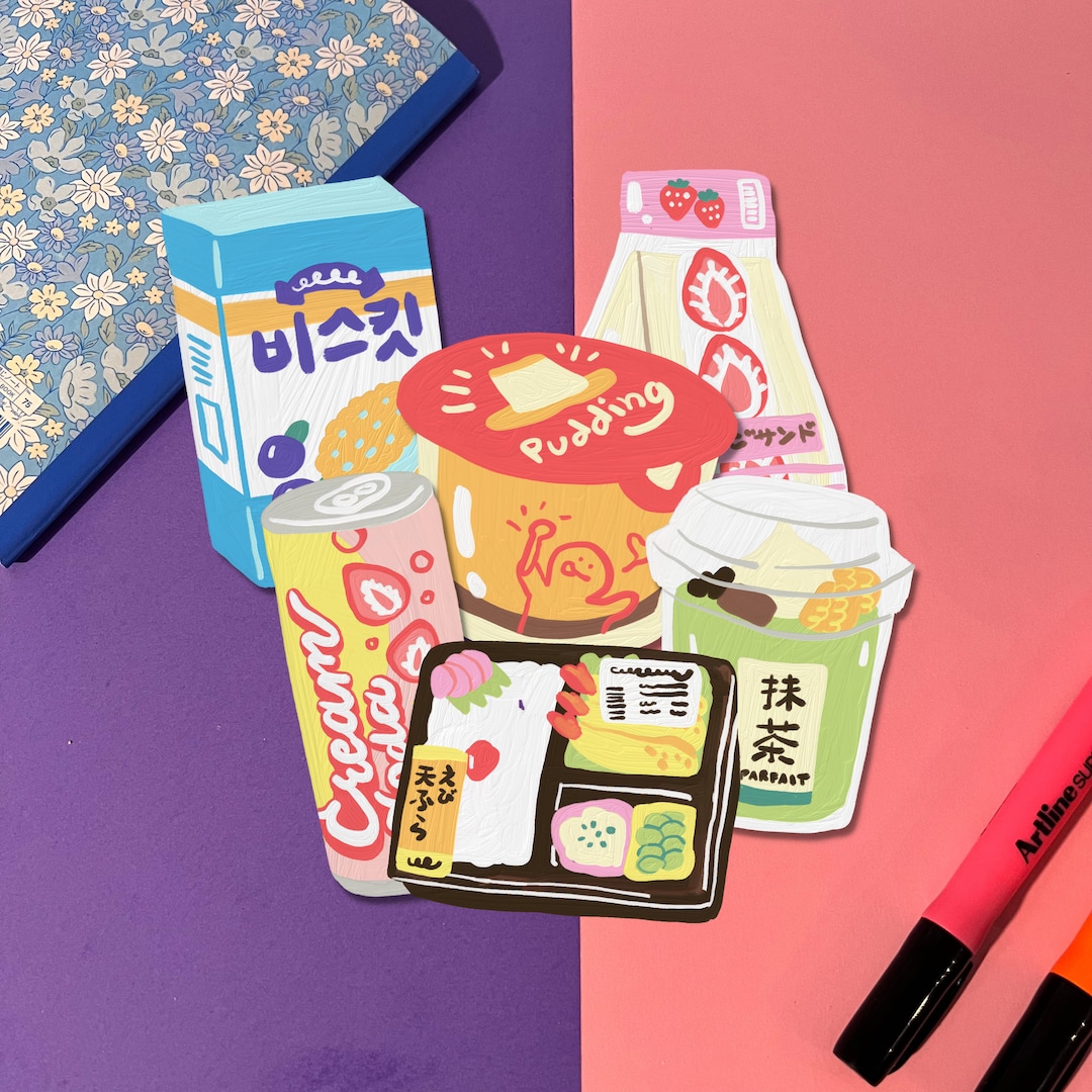Kawaii Asian Snacks Stickers Asian Foods Lovers Junk Food Stickers Cute ...