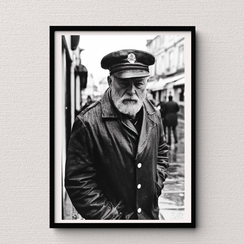 Vintage Police Officer Portrait | Retro Masculine Wall Art | Office ...