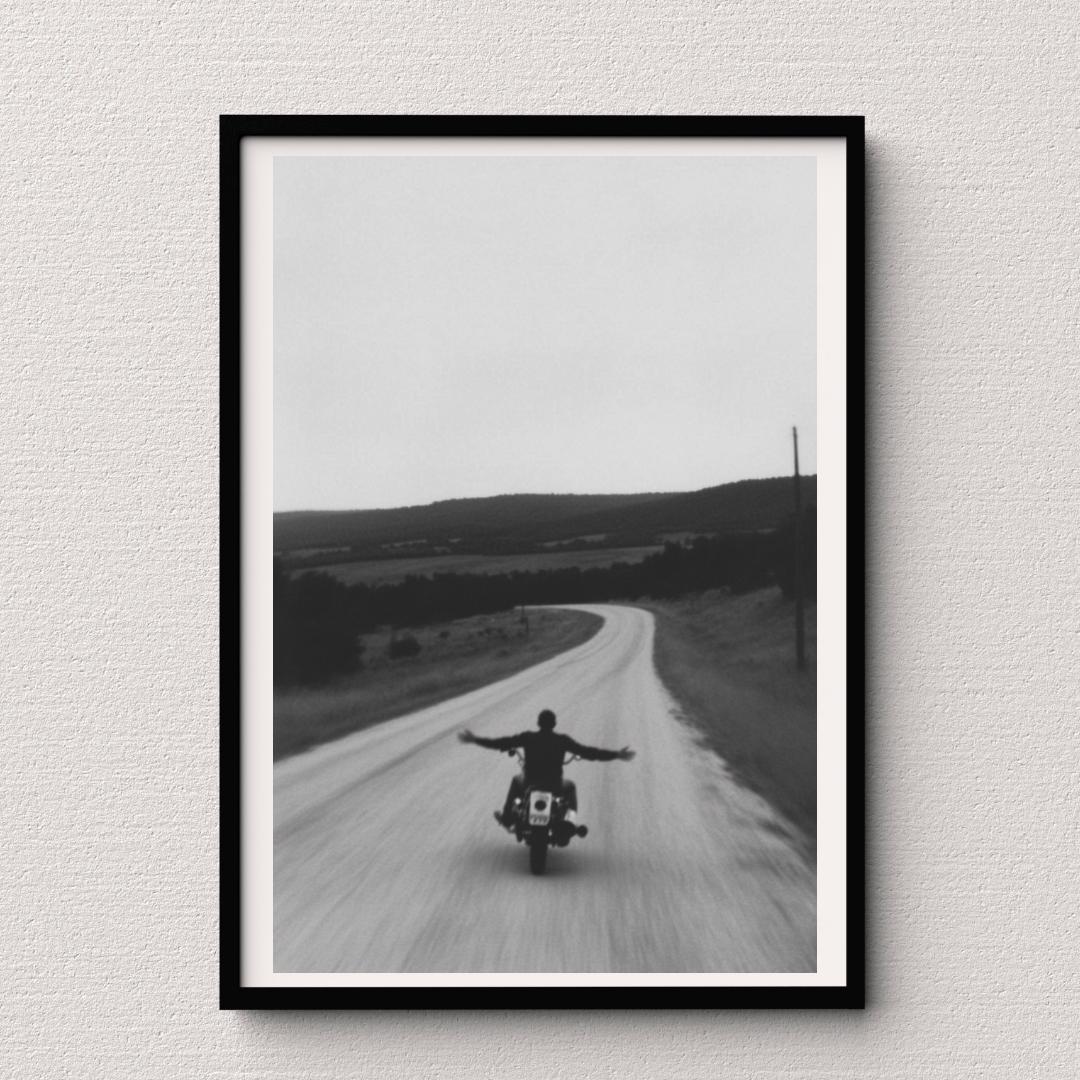 Vintage Motorcycle Poster | Black White Biker Art | Man Cave Wall Decor ...
