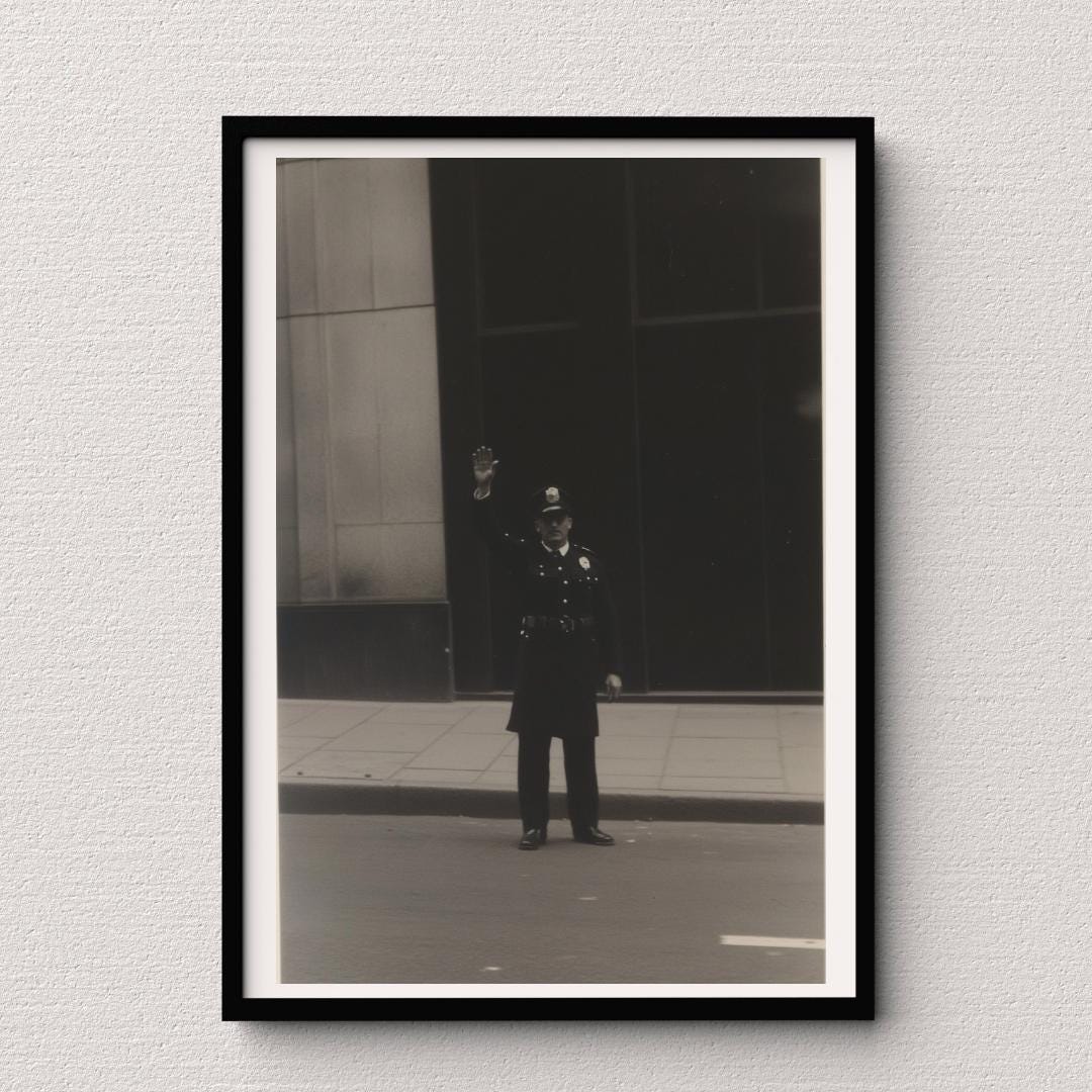 1950s Police Officer Poster | Vintage Black & White Wall Art | Office ...