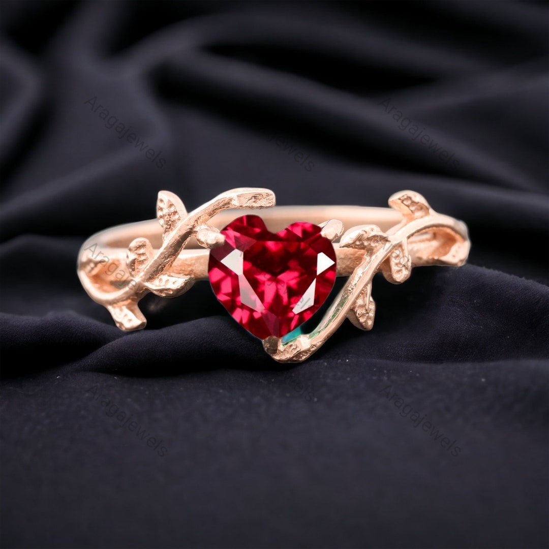 Heart Shaped Ruby Engagement Ring Pink Gemstone Women - Etsy