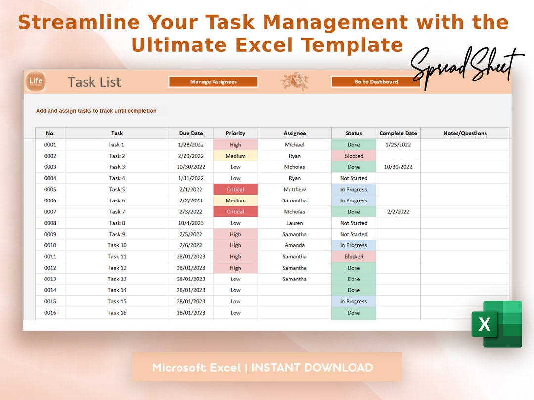 Streamline Your Task Management With the Ultimate Excel Template - Etsy
