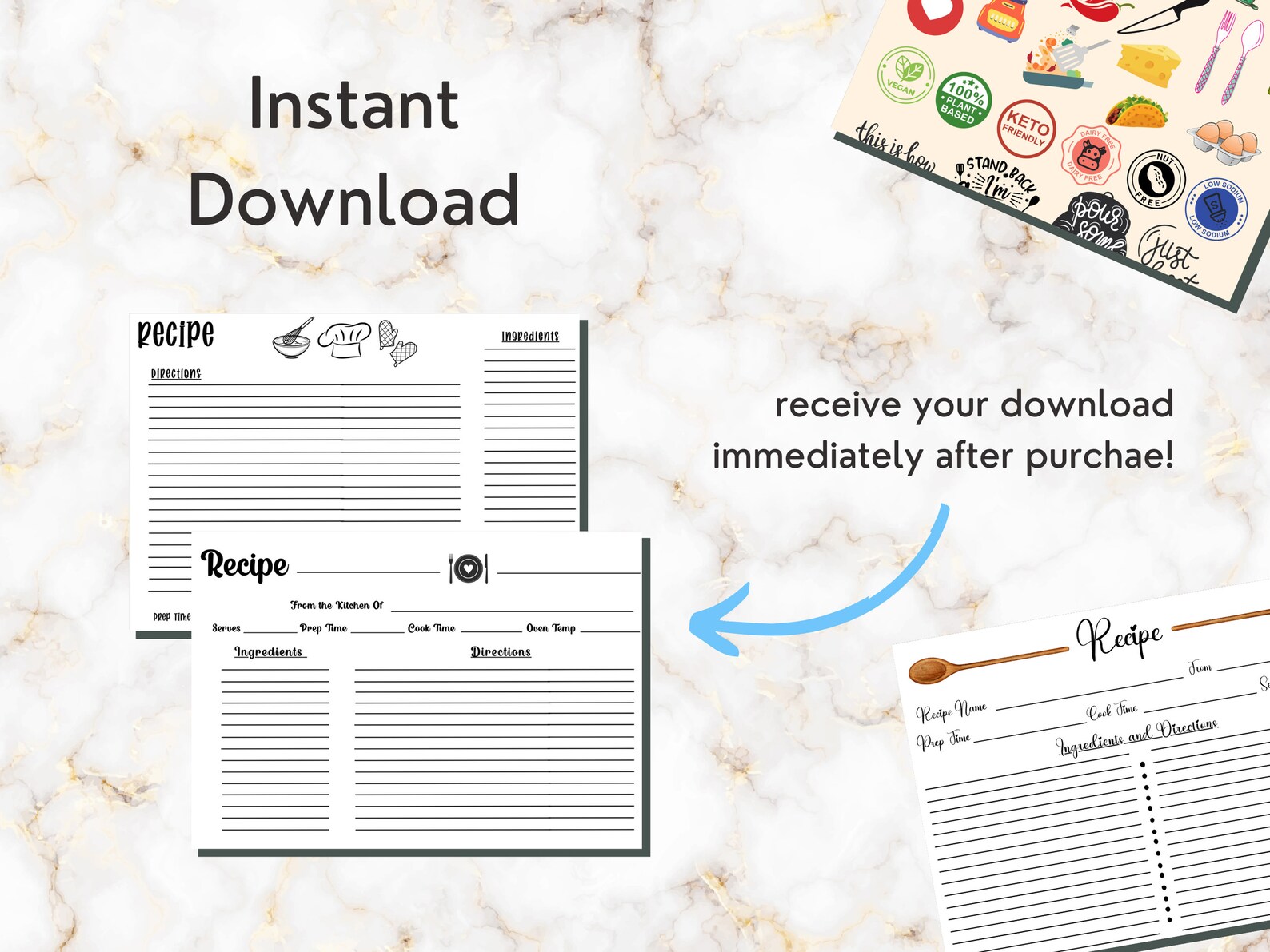 Recipe Card Template Editable, Recipe Template 4x6, Recipe Cards ...